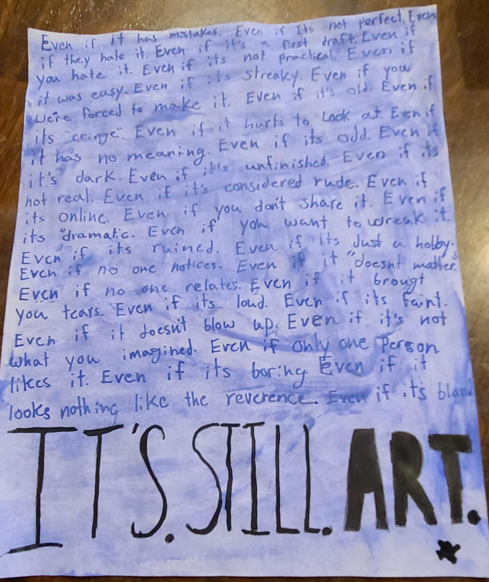 It's. Still. Art. | Young Writers Project